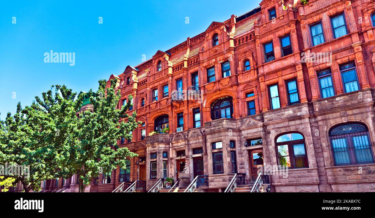 Harlem district and its typical house - New York Stock Photo - Alamy