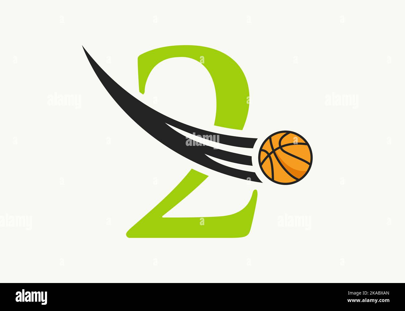 Initial Letter 2 Basketball Logo Concept With Moving Basketball Icon ...