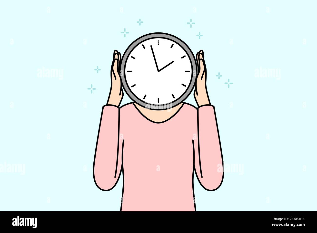 Person with clock instead of head. Man or woman with watch worried ...