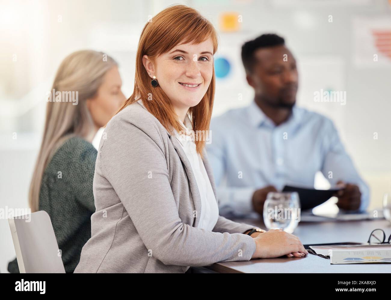 Business woman, smile and young lawyer in a team strategy meeting in a ...