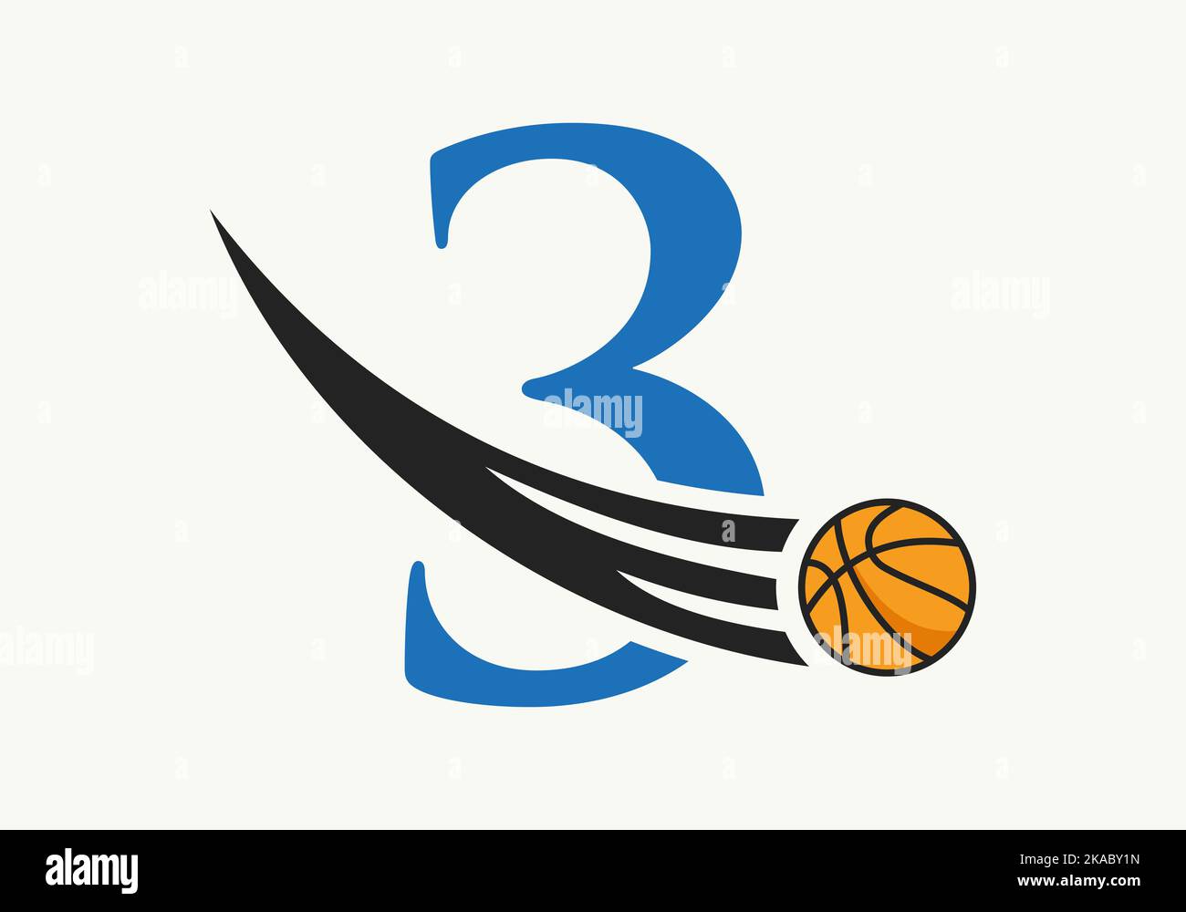 Initial Letter 3 Basketball Logo Concept With Moving Basketball Icon ...