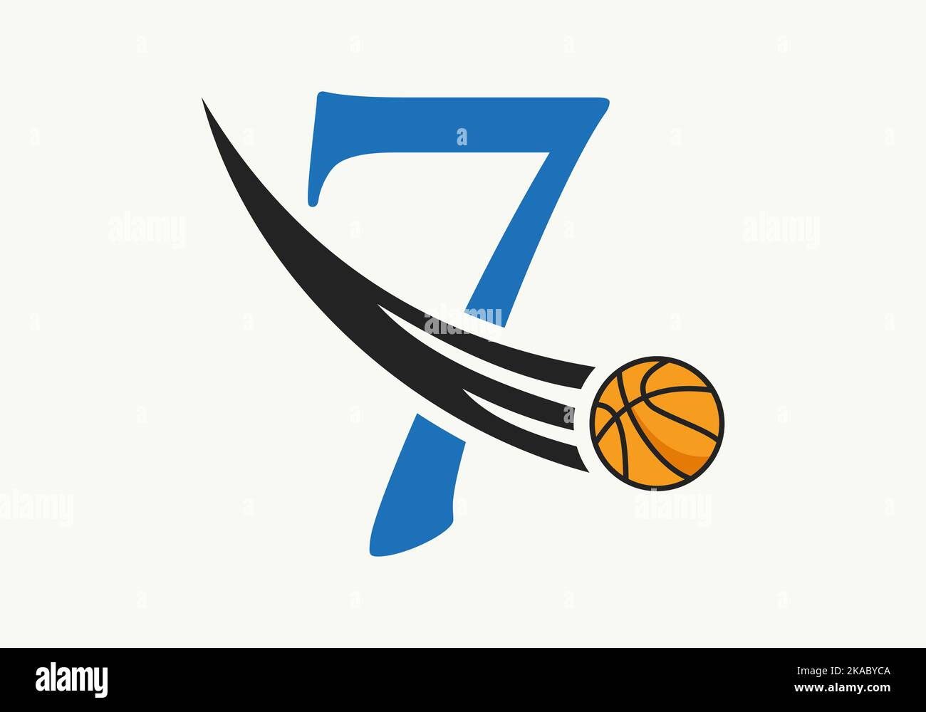 Initial Letter 7 Basketball Logo Concept With Moving Basketball Icon ...