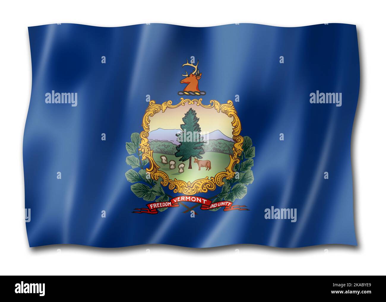 Vermont flag, united states waving banner collection. 3D illustration ...