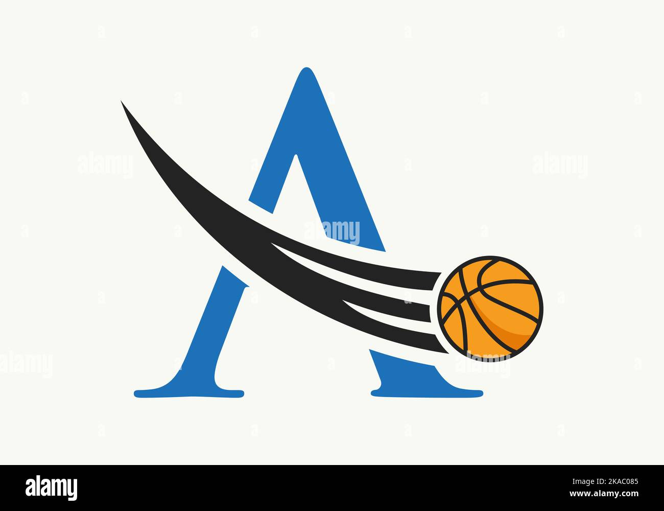 Initial Letter A Basketball Logo Concept With Moving Basketball Icon ...