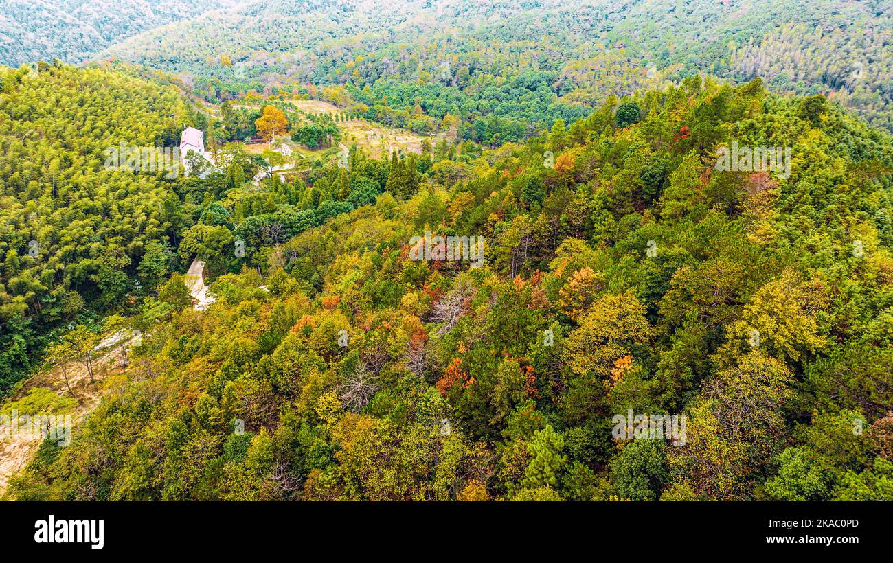 Aerial photos show beautiful autumn village views, Ji'an City, east ...