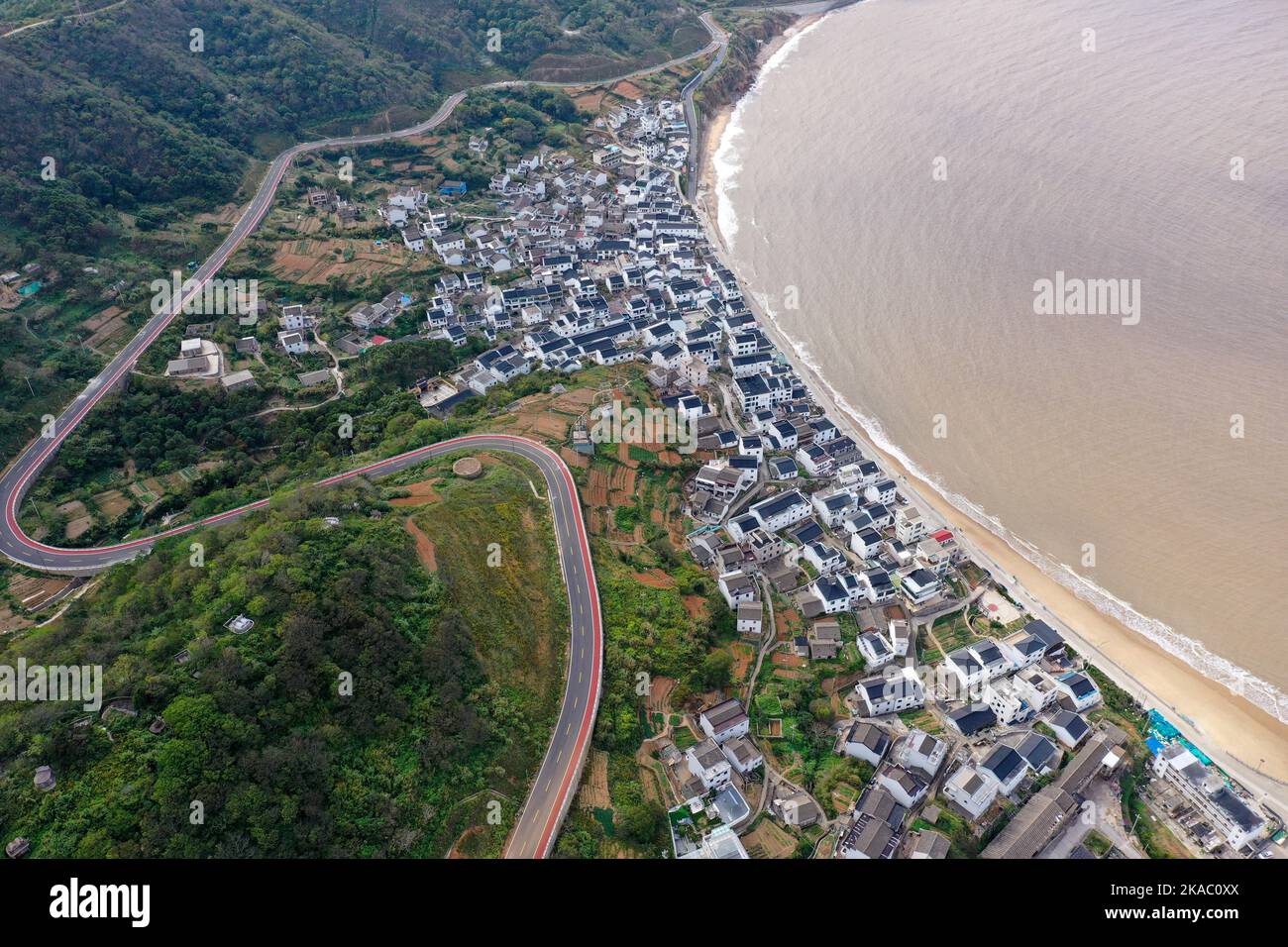 Aerial photos show beautiful coast village views in Liangzhi Village ...