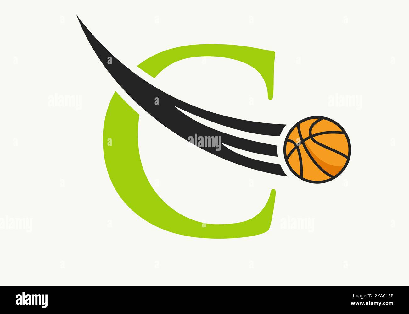 Initial Letter C Basketball Logo Concept With Moving Basketball Icon ...