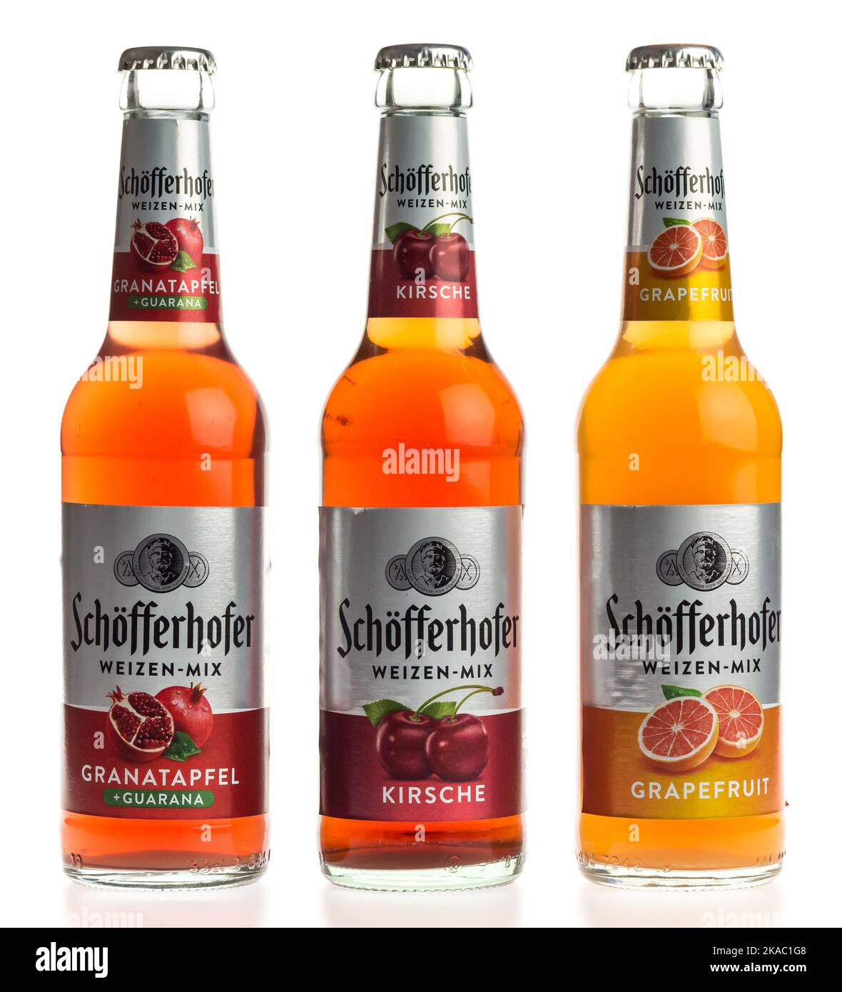 Bottle of Schofferhofer fruit beer mix isolated on a white background ...