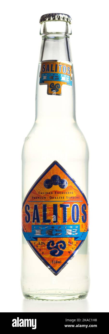 Bottle of Mexican Salitos Ice beer isolated on a white background Stock ...