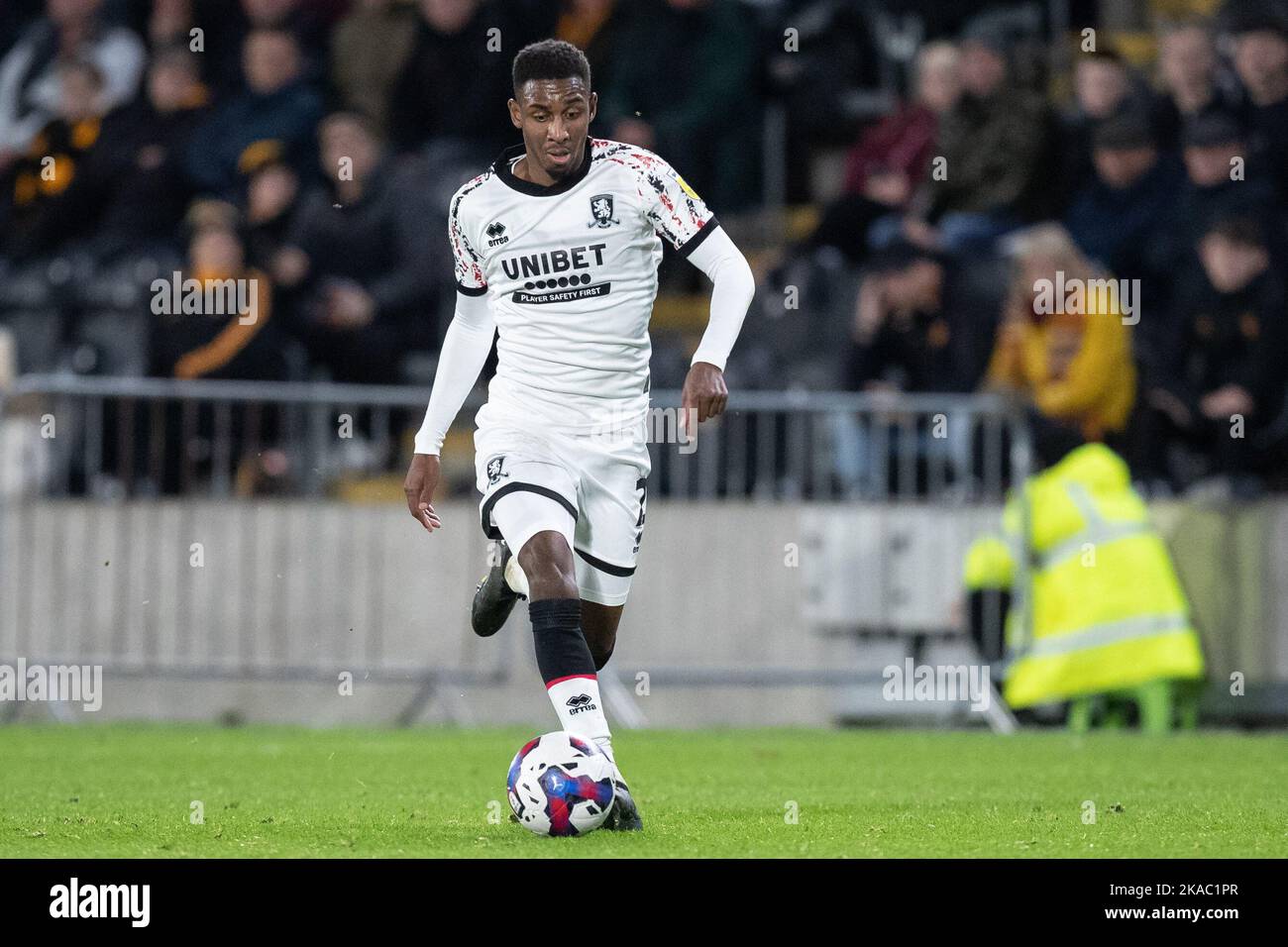 Isaiah Jones #2 of Middlesbrough on the ball during the Sky Bet ...