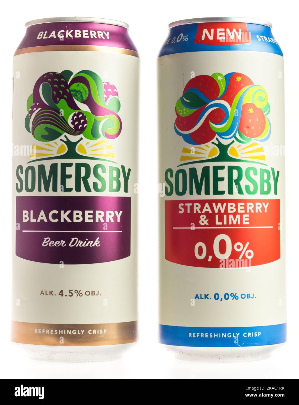 Cans of Somersby beer drinks isolated on a white background Stock Photo ...
