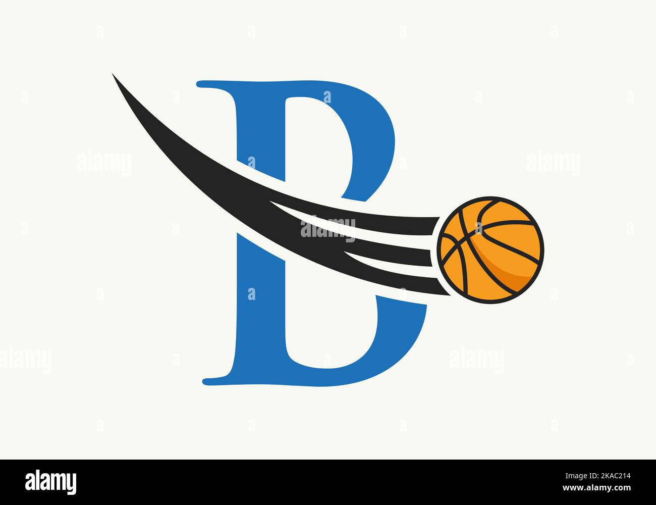 Initial Letter B Basketball Logo Concept With Moving Basketball Icon ...