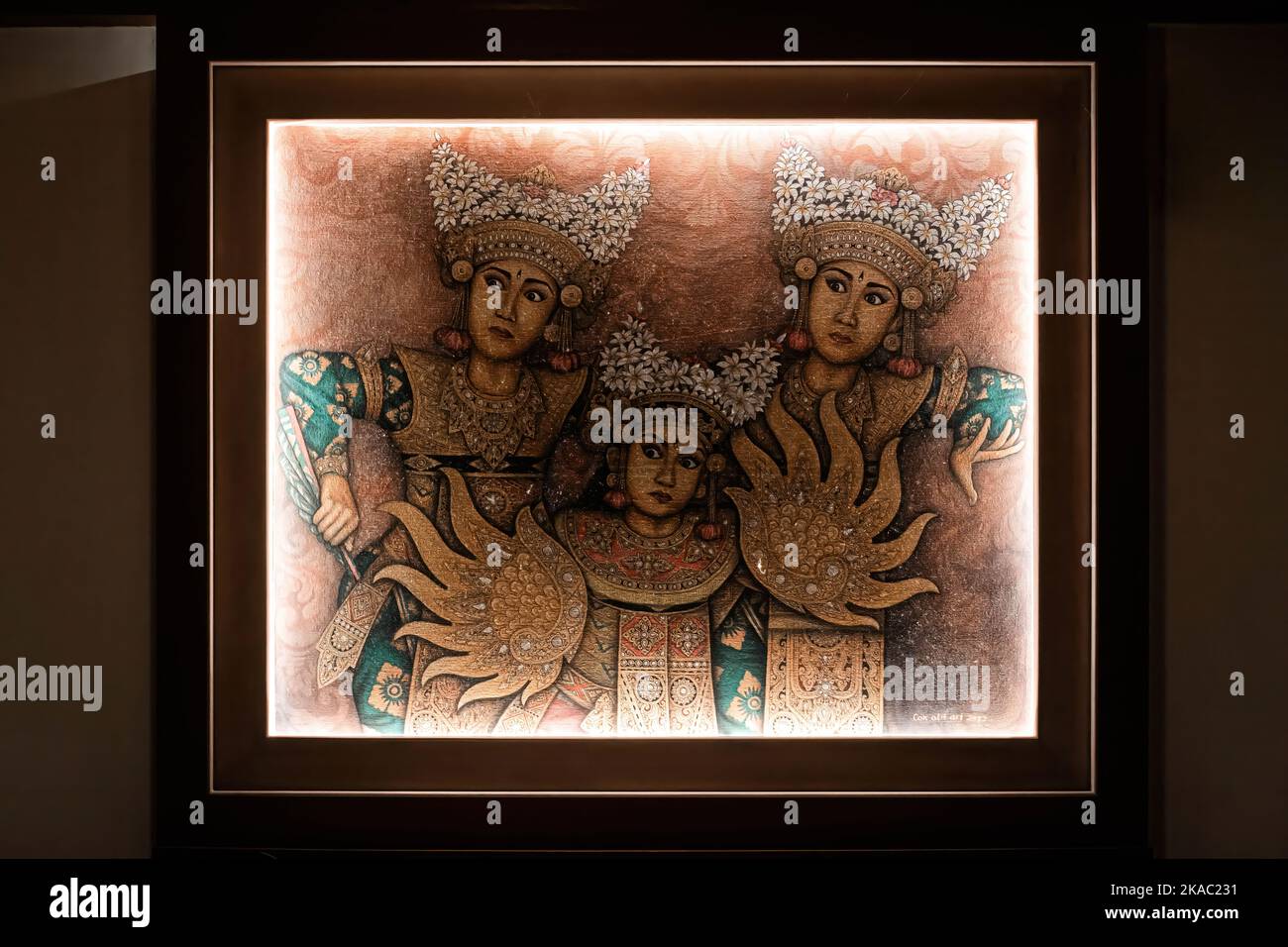 Balinese dancing painting decorated with light that installed in each ...