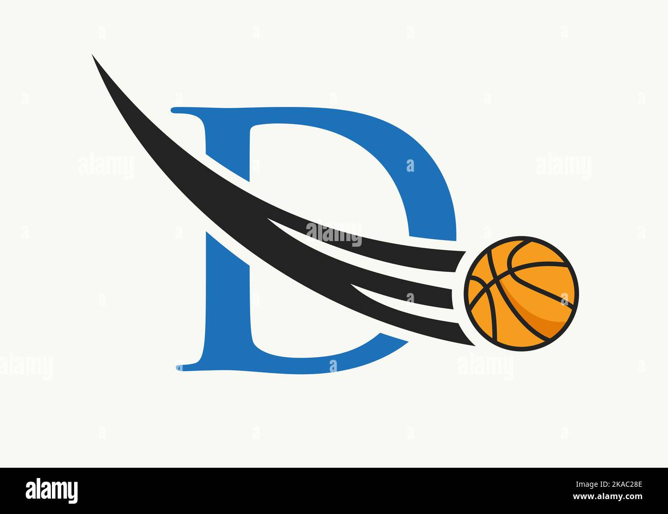 Initial Letter D Basketball Logo Concept With Moving Basketball Icon ...