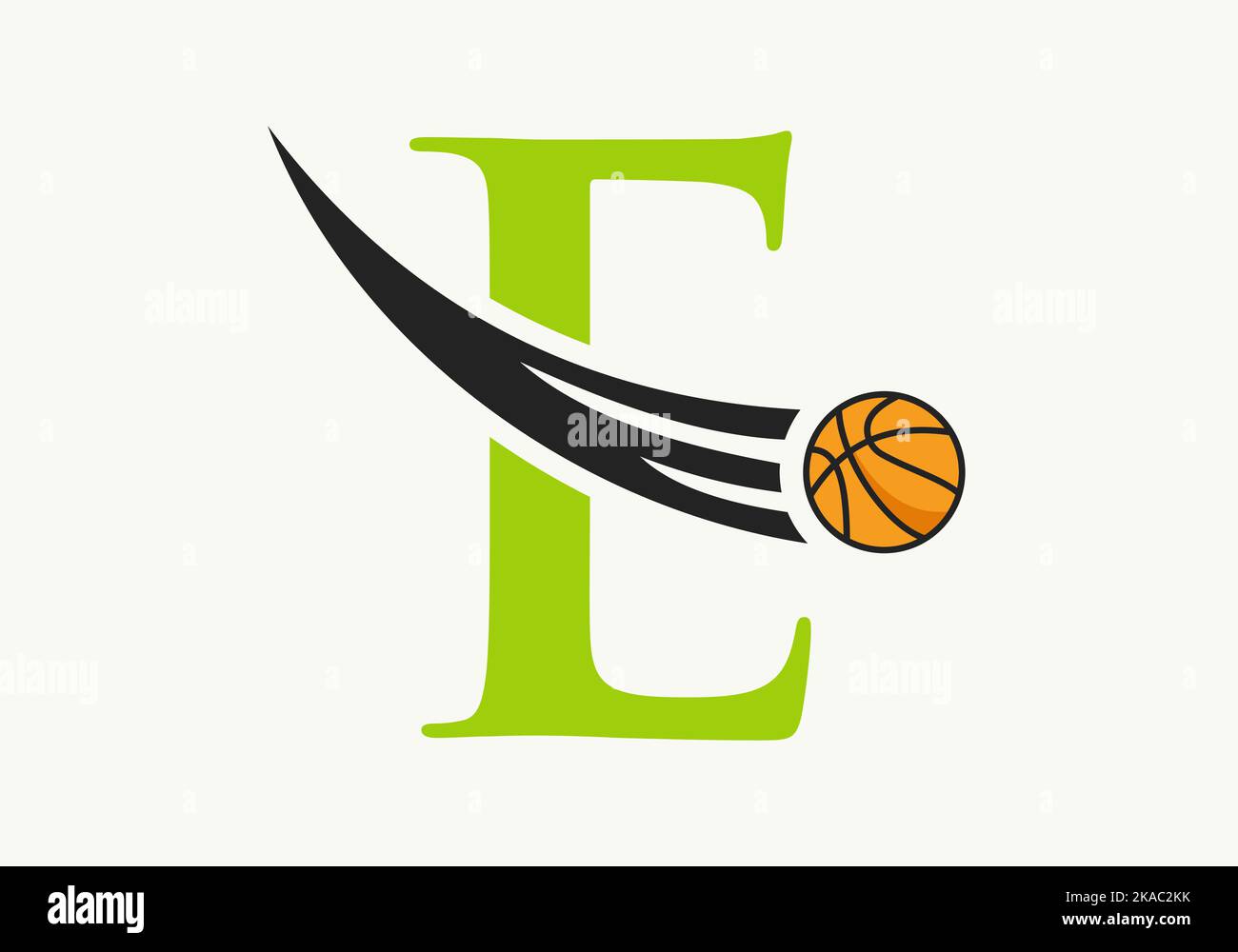 Initial Letter E Basketball Logo Concept With Moving Basketball Icon ...