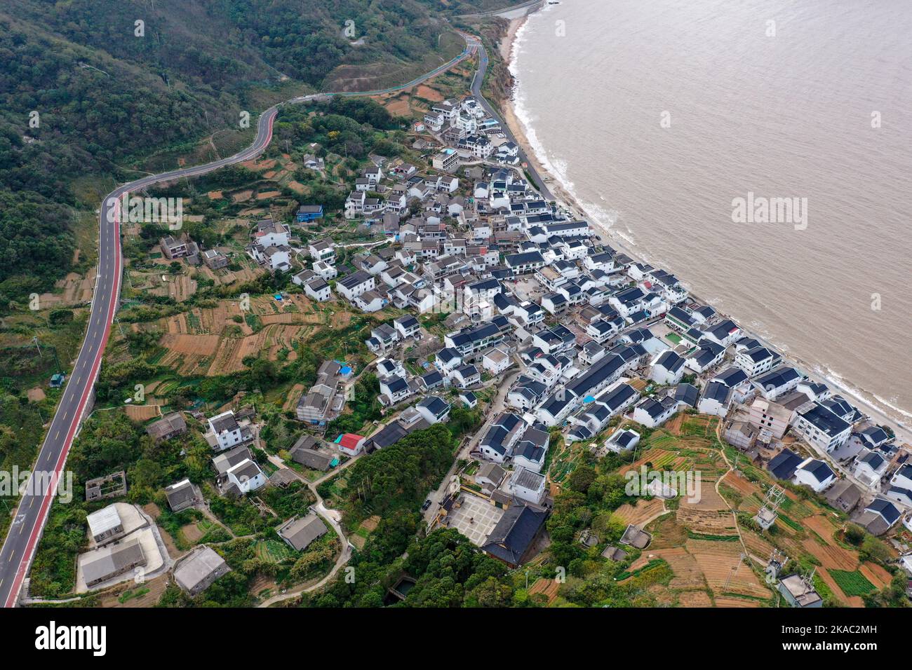 Aerial photos show beautiful coast village views in Liangzhi Village ...