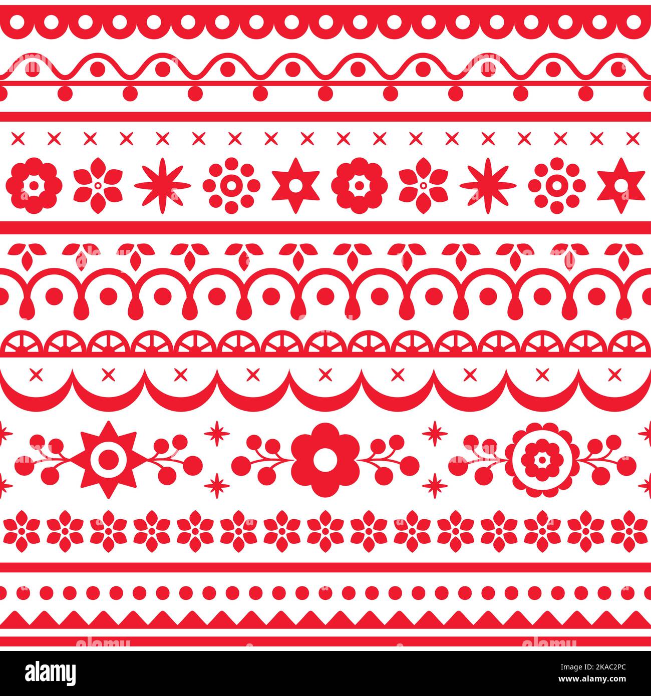 Polish loral folk art vector seamless textile pattern collections with ...