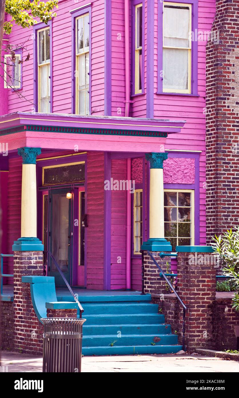 pink Southern Mansion Stock Photo - Alamy