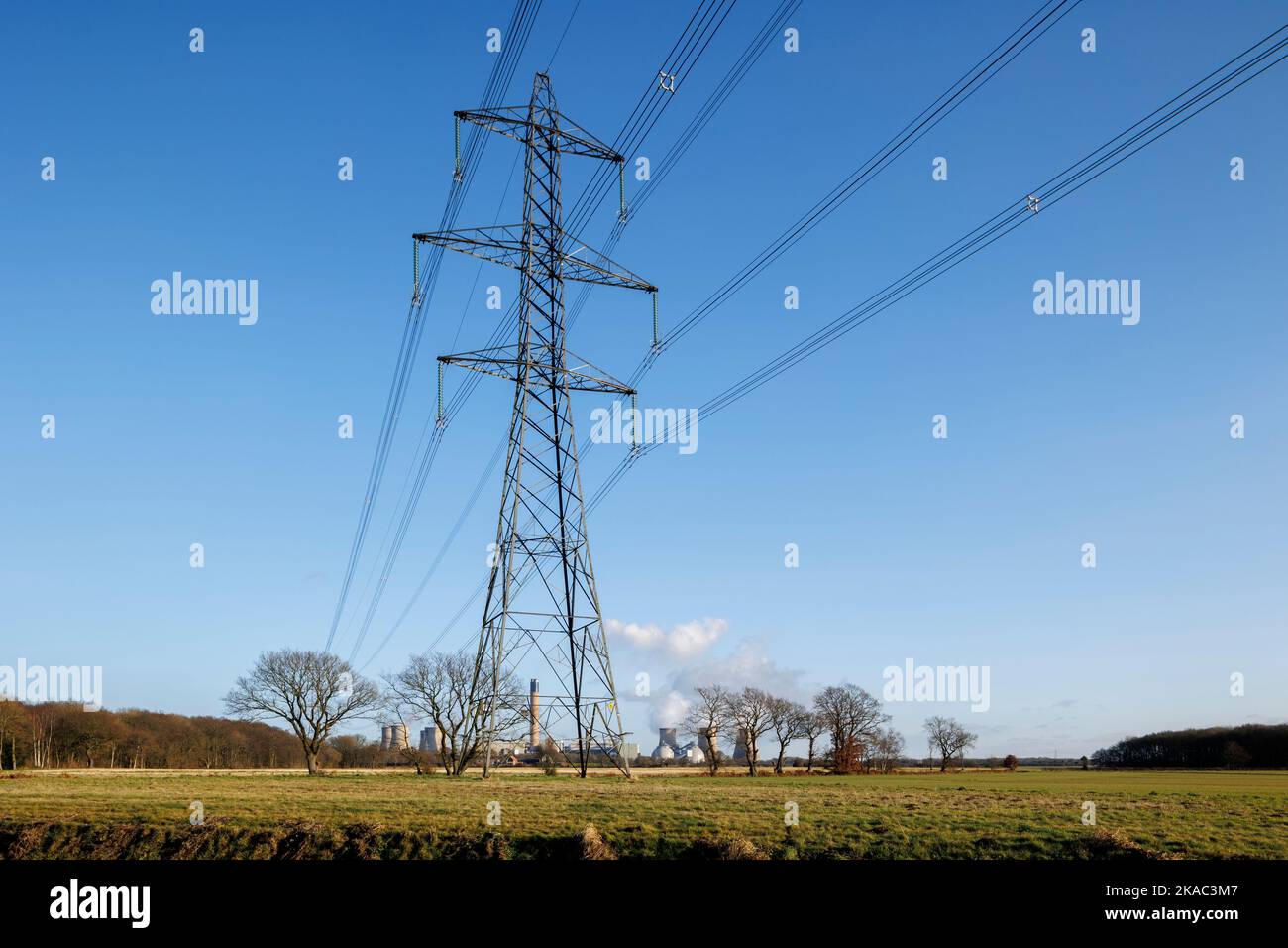 An electricity pylon of the National Grid & Power Station Drax ...