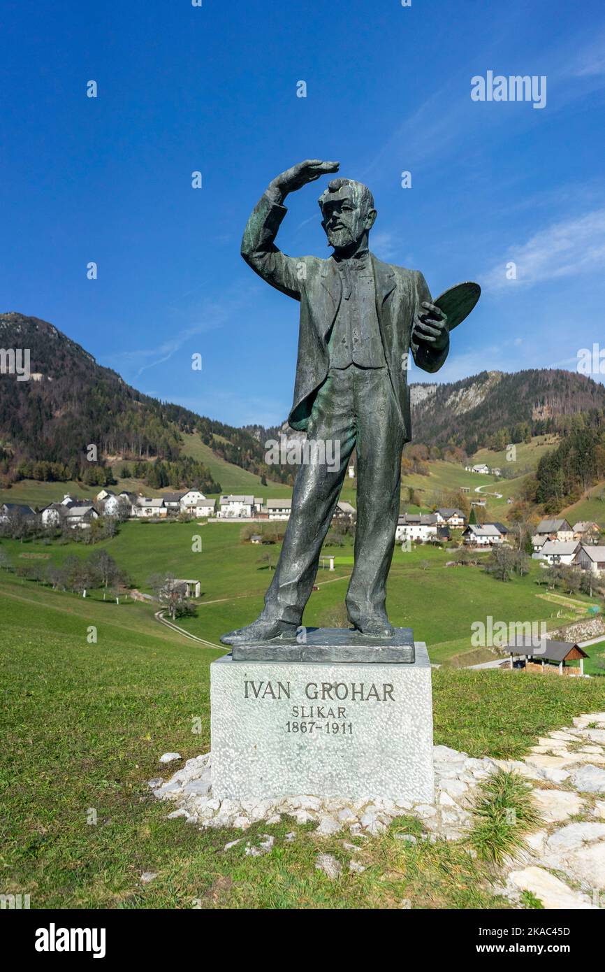 Statue of Ivan Grohar, famous Slovenian painter Stock Photo - Alamy