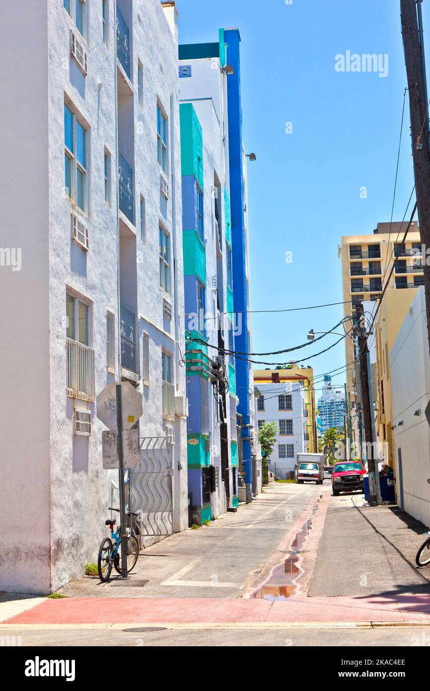 old painted brick houses in South Miami in the Art deco district Stock ...