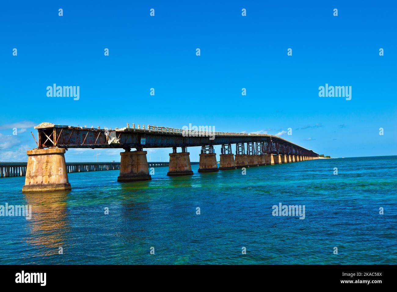 The old Railroad Bridge on the Bahia Honda Key in the Florida keys ...