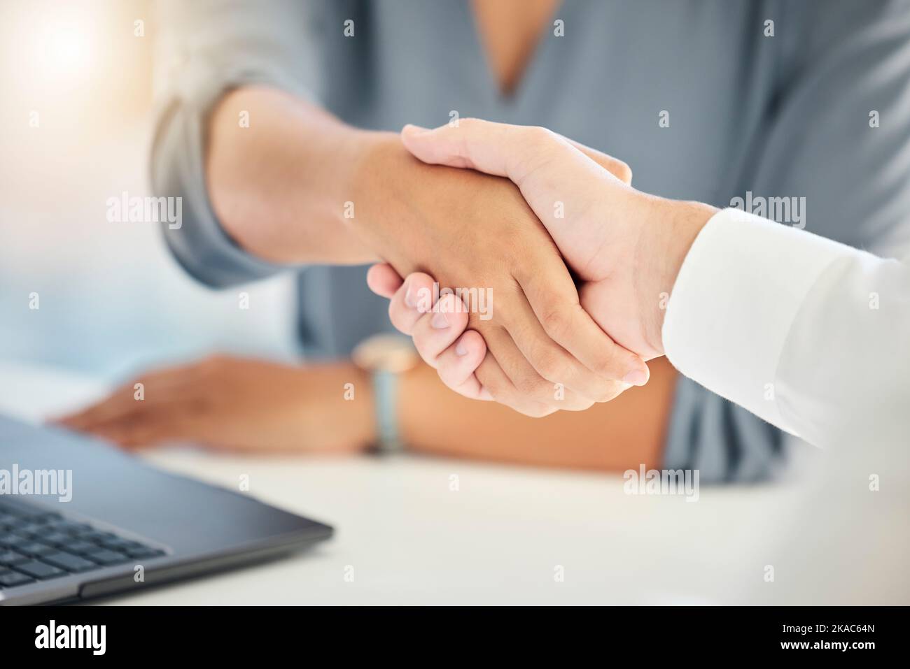 Corporate handshake, welcome and partnership support in business ...