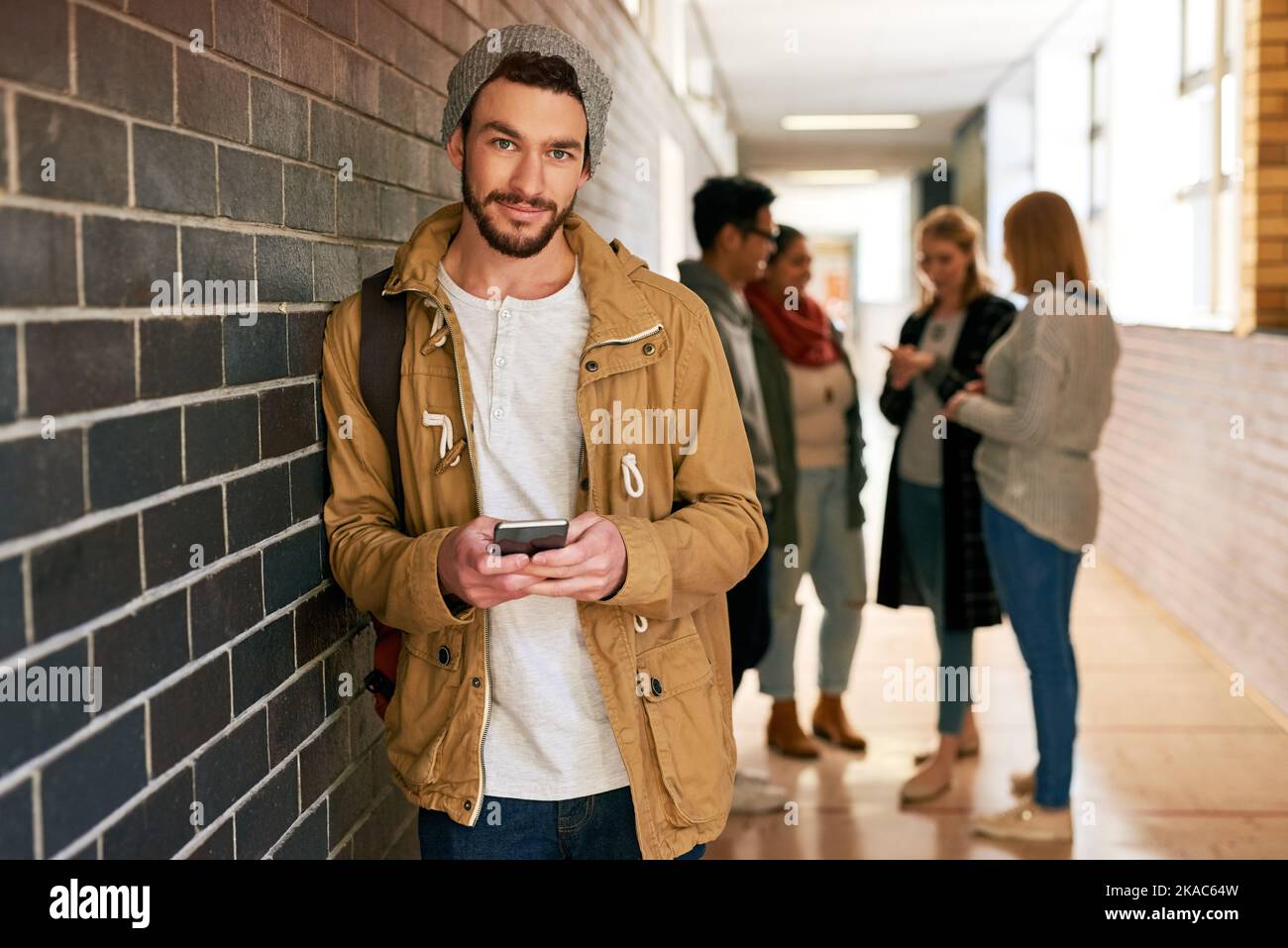 Theres always something happening on campus. Portrait of a young male ...