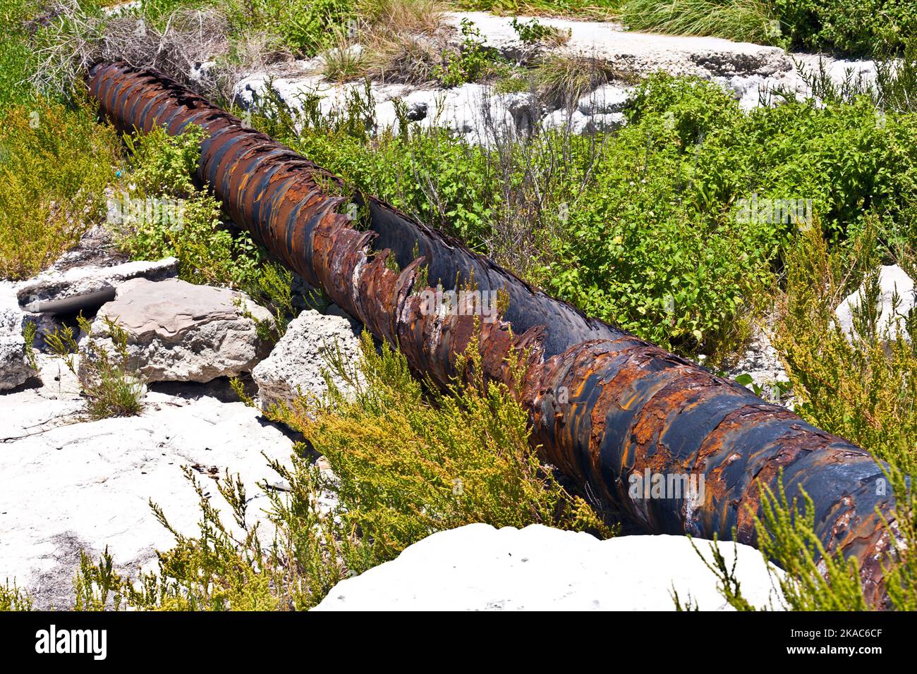old rotten pipes near Bahia Honda State park Stock Photo - Alamy