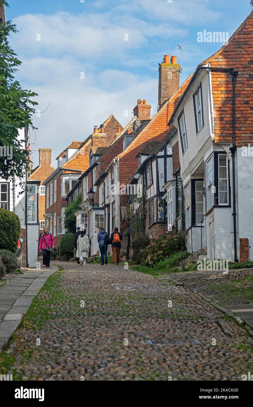 cobbled Mermaid Street, Rye, East Sussex, England, Great Britain Stock ...