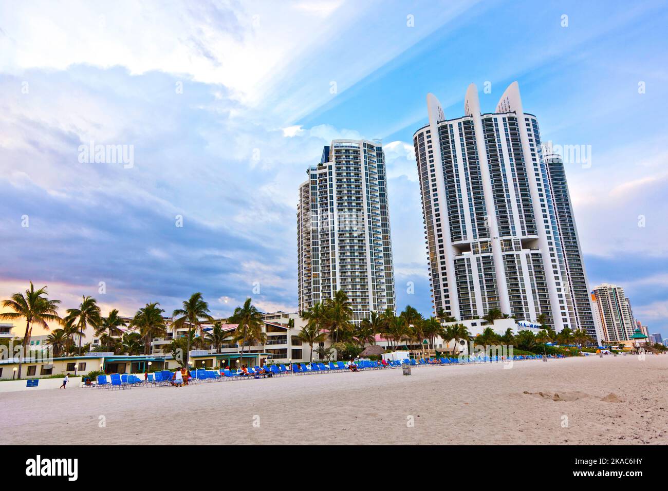 Miami beach with skyscrapers Stock Photo - Alamy