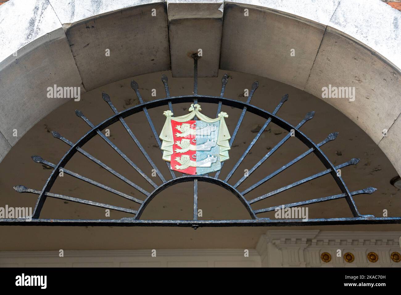 Coat of arms at the entrance to the town hall, Rye, East Sussex ...