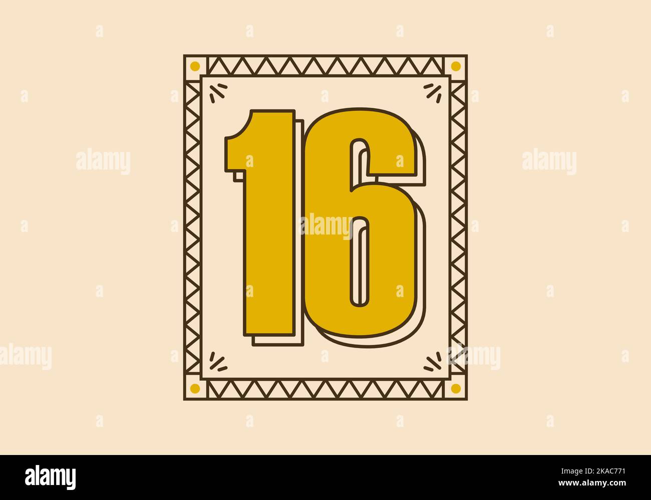 Retro rectangle frame with number 16 on it Stock Vector Image & Art - Alamy