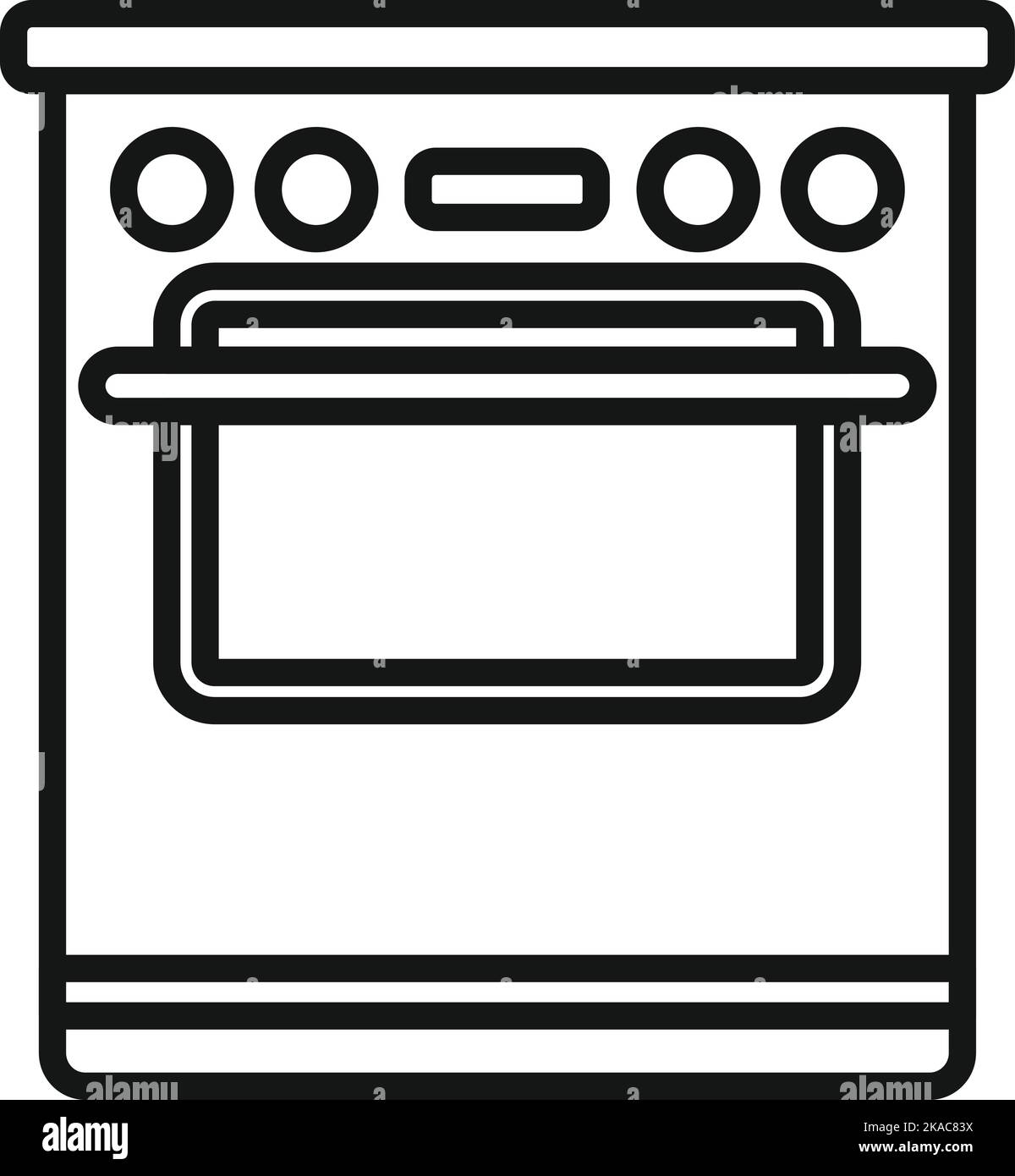 Stove icon outline vector. Kitchen interior. Modern cook Stock Vector ...