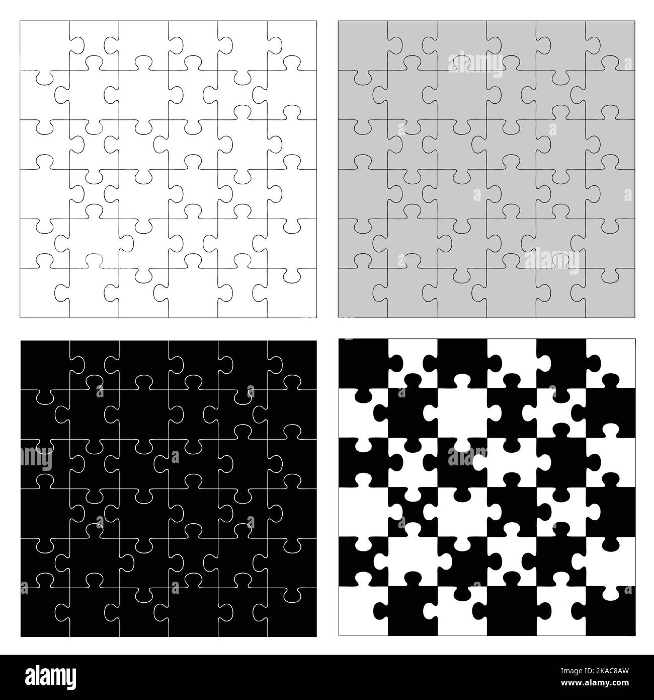 Black and white jigsaw puzzle set isolated on white Stock Vector Image ...