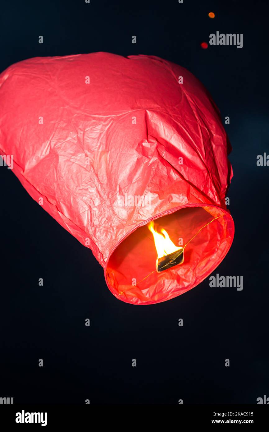 Balloon fire sky lantern flying hi-res stock photography and images - Alamy
