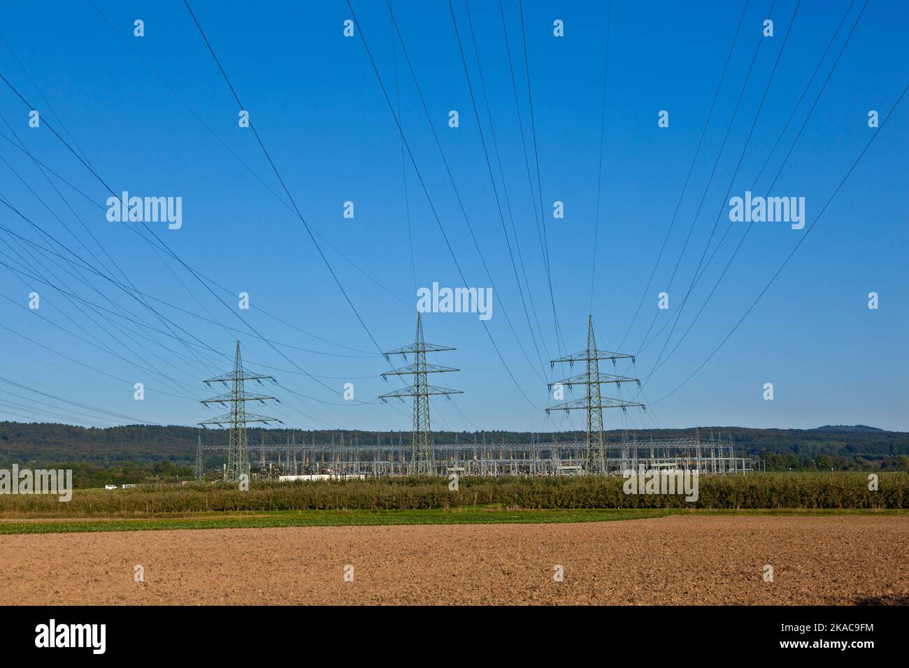 electrical tower in beautiful landscape with sky Stock Photo - Alamy