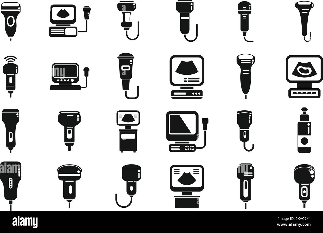 Sonograph icons set simple vector. Clinic device. Doctor diagnosis ...