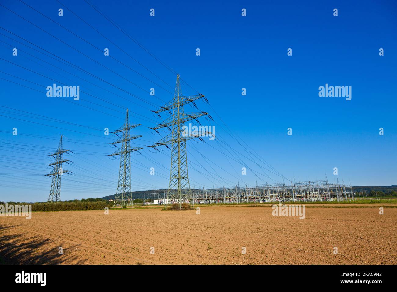 electrical tower in beautiful landscape with sky Stock Photo - Alamy