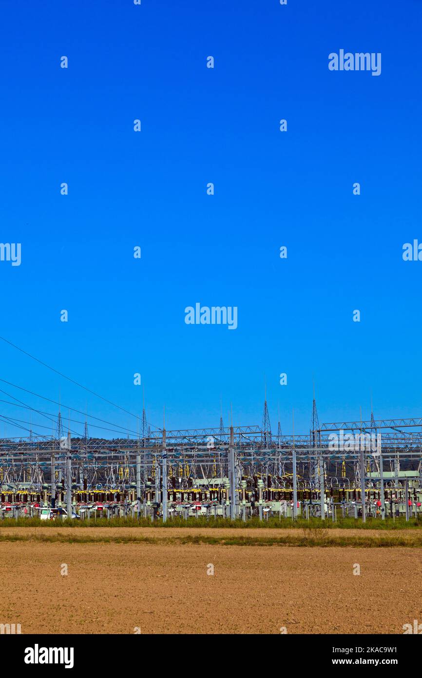electrical power plant in beautiful colorful meadow Stock Photo - Alamy
