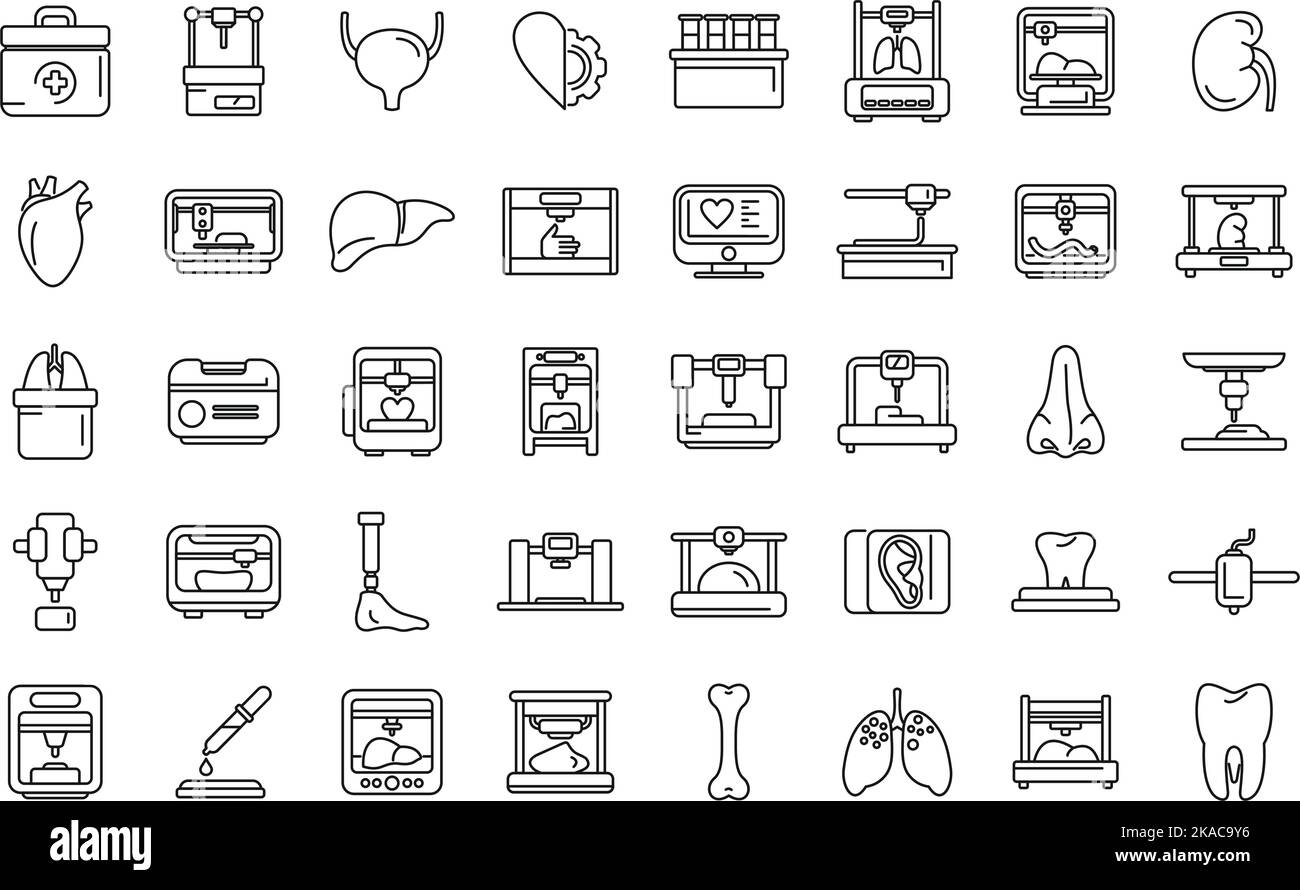 Bioprinting icons set outline vector. Anatomy bioprinter. Bone cell Stock Vector Image & Art - Alamy
