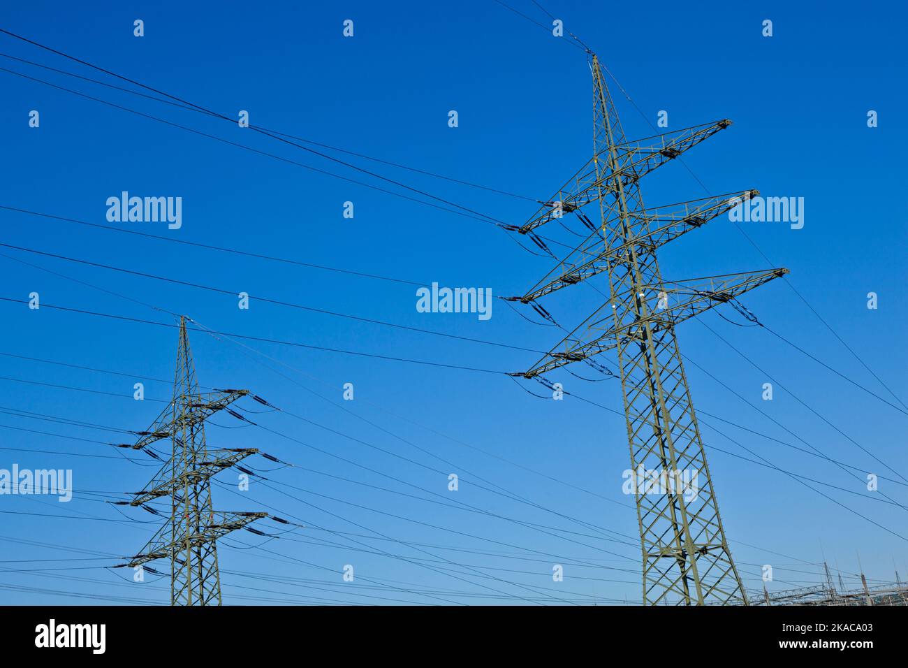 electrical tower in beautiful landscape with sky Stock Photo - Alamy