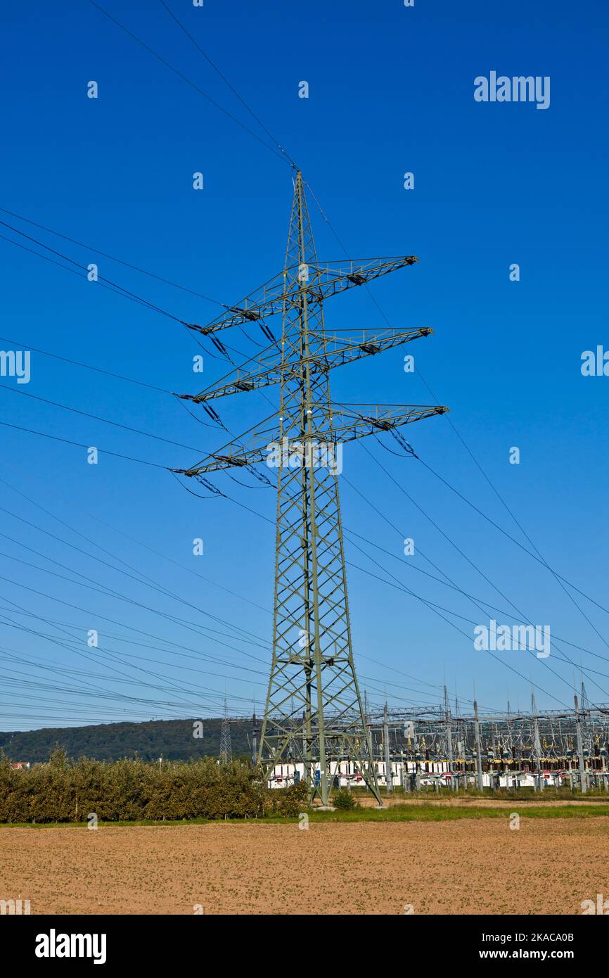 electrical tower in beautiful landscape with sky Stock Photo - Alamy
