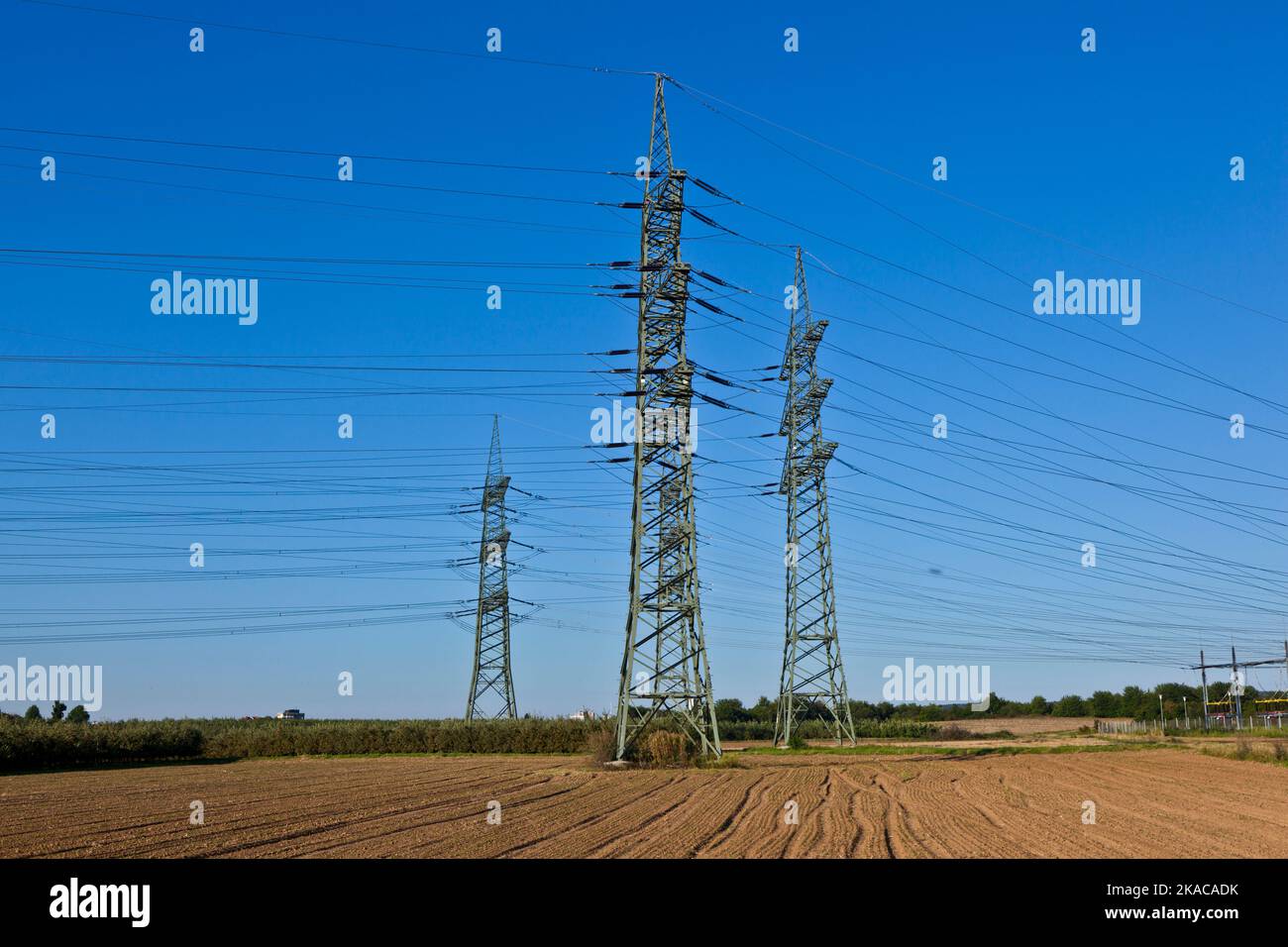 electrical tower in beautiful landscape with sky Stock Photo - Alamy