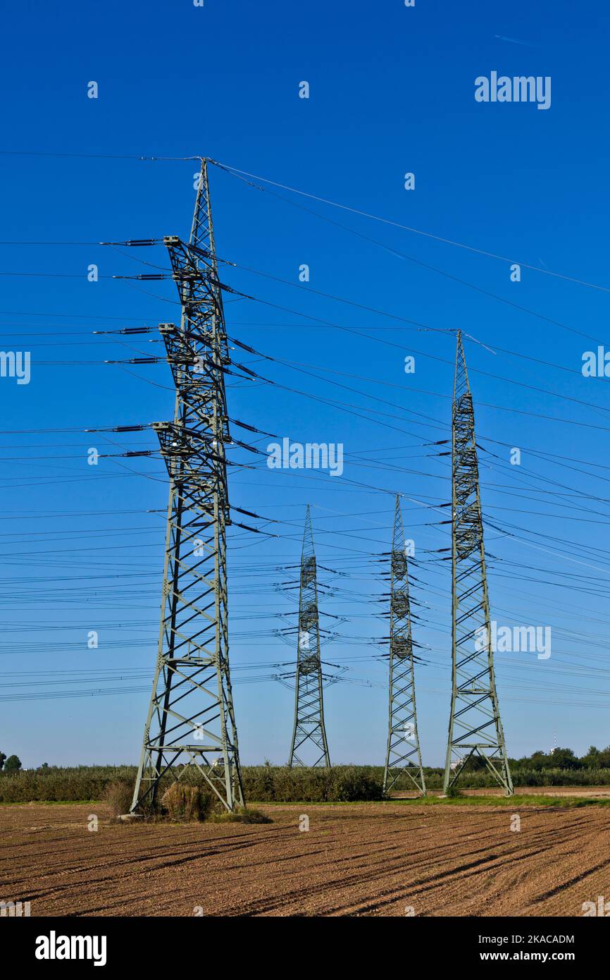 electrical tower in beautiful landscape with sky Stock Photo - Alamy