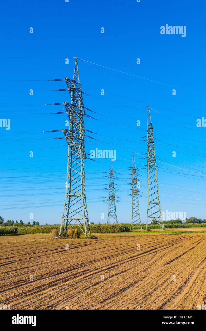 electrical tower in beautiful landscape with sky Stock Photo - Alamy