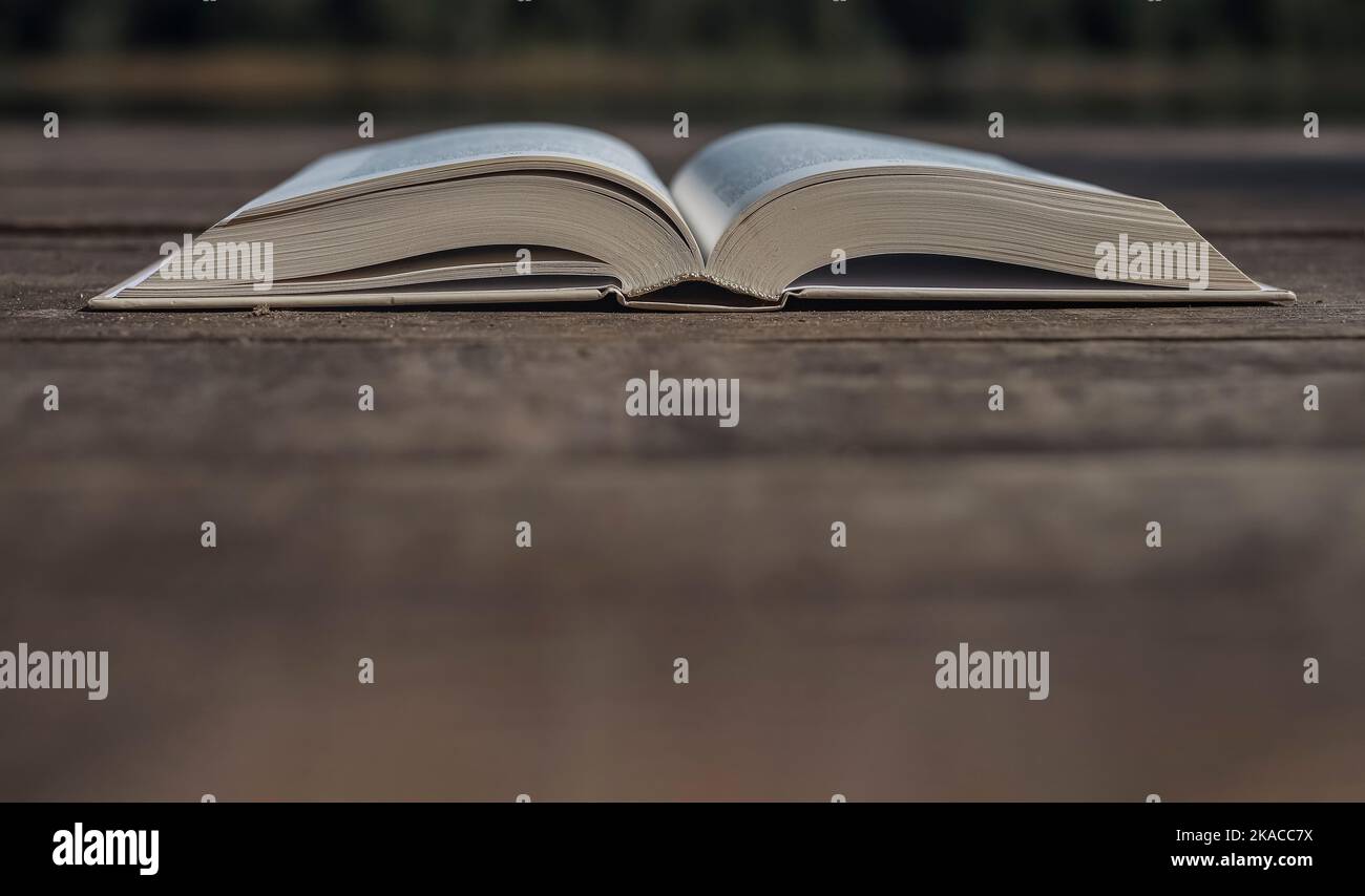 Open book on vintage grunge wood background with copy space Stock Photo ...