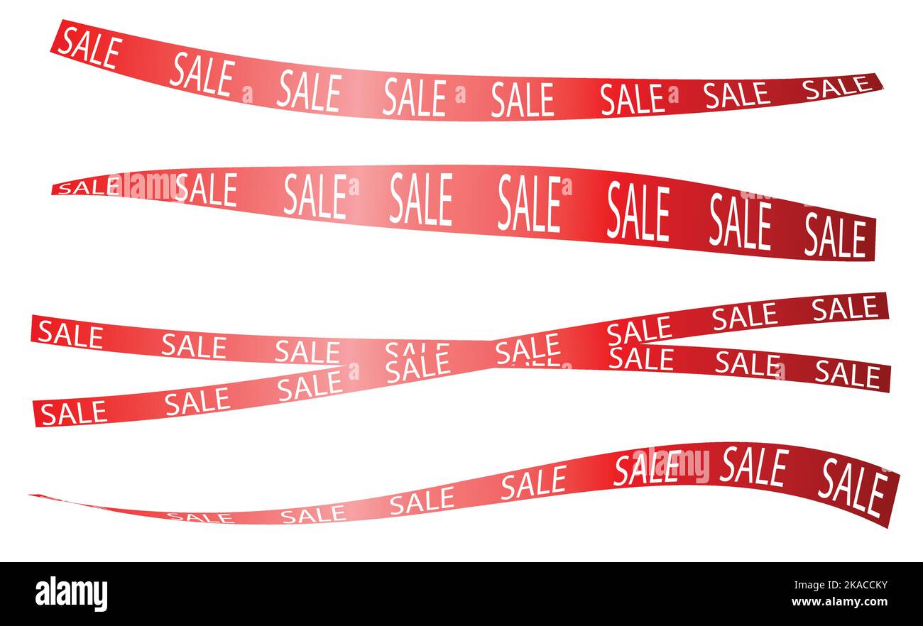 A set of different red ribbon banners with the inscription SALE, on a ...