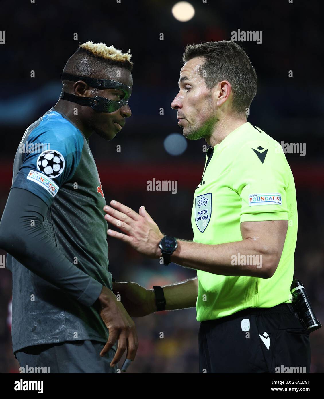Liverpool, England, 1st November 2022. Victor Osimhen of Napoli talks ...