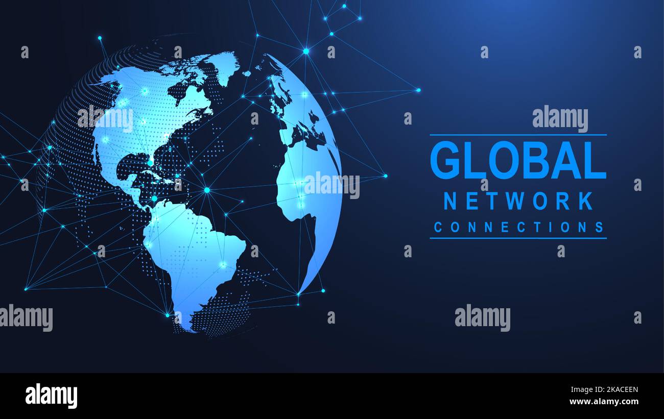 Global network connection concept. Big data visualization. Social network communication in the ...